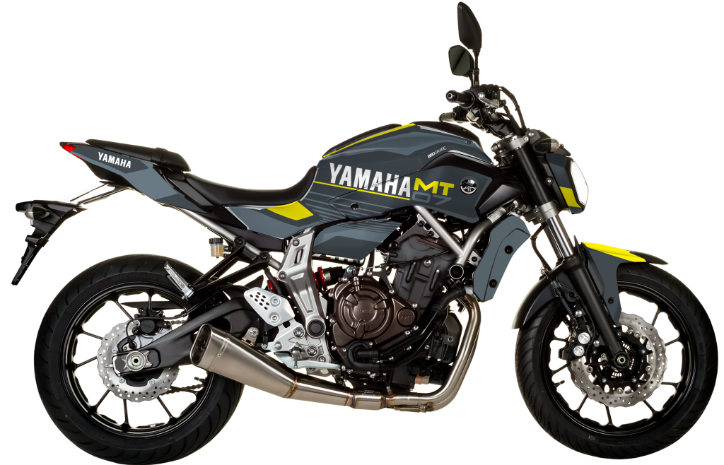 Kit de pegatinas Yamaha mt07 “Grey yellow Retro Line” - Brografic